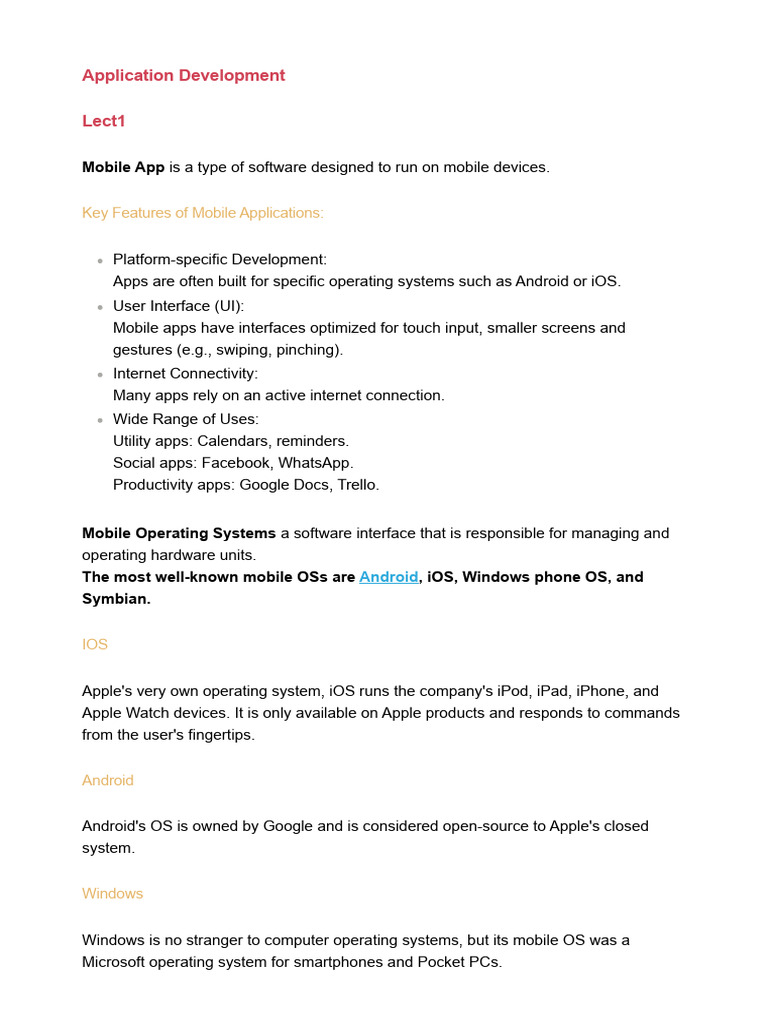 Application Development-1 | PDF | Mobile App | Operating System