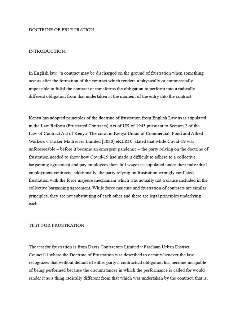 Frustration of Contracts Explained | PDF | Private Law | Consent