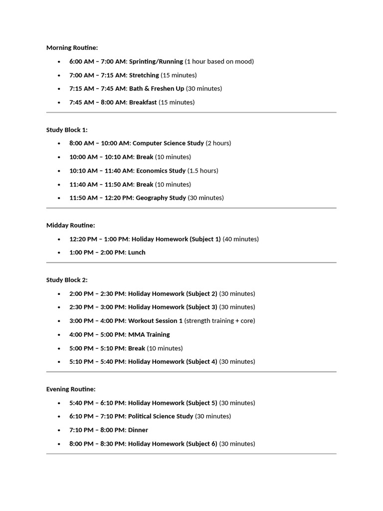 Daily Routine Taksheel | PDF