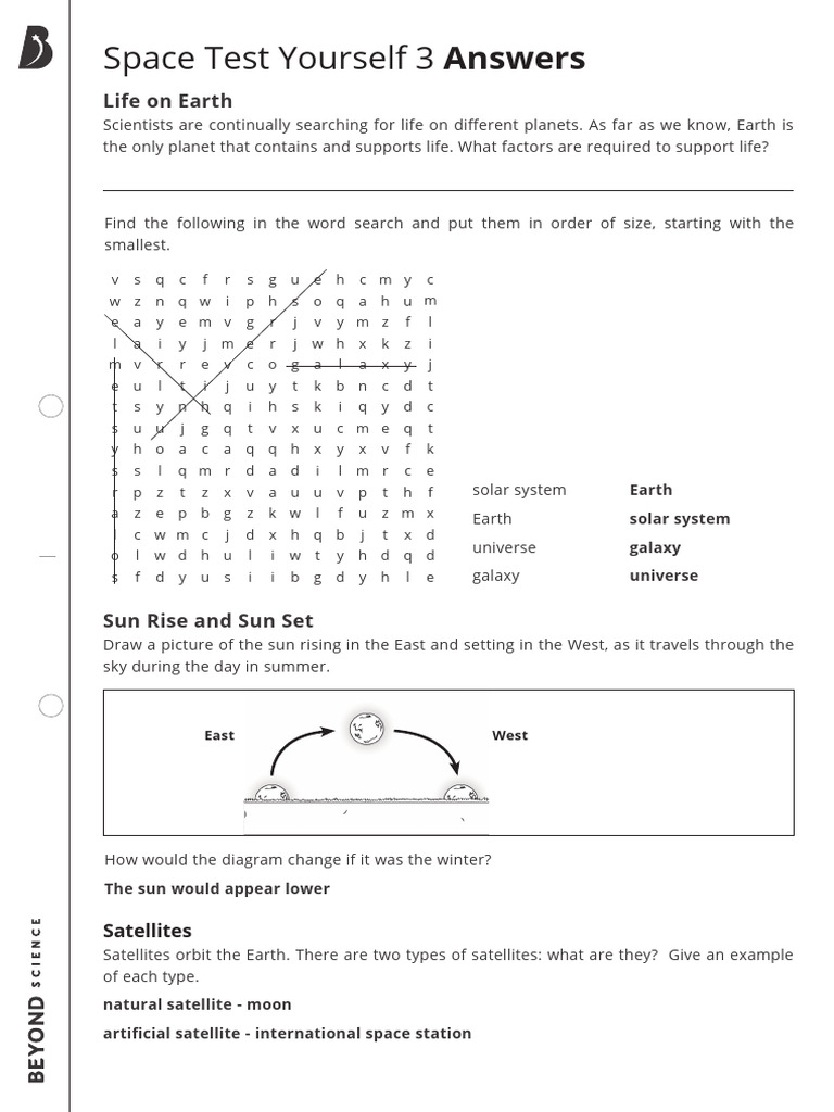 Space Test Yourself 3 Answers | PDF