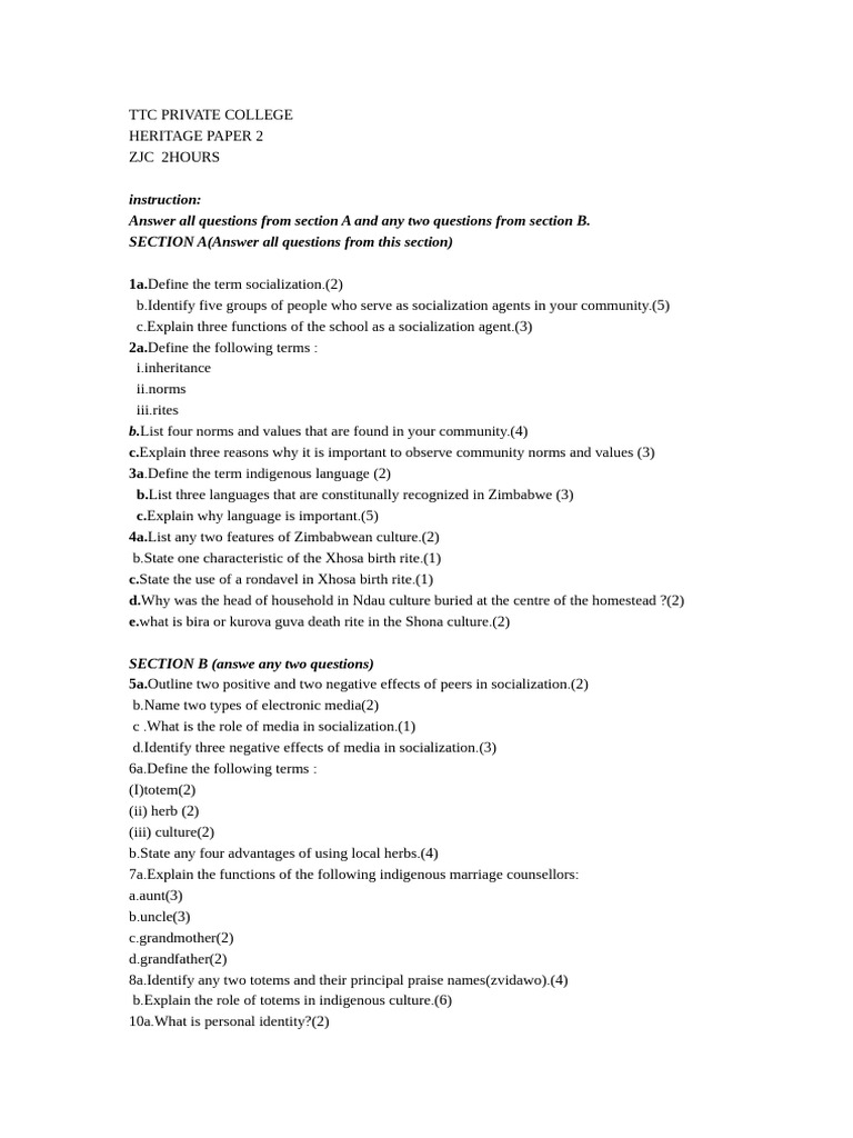 ZJC Heritage Paper 2 Exam Guide | PDF