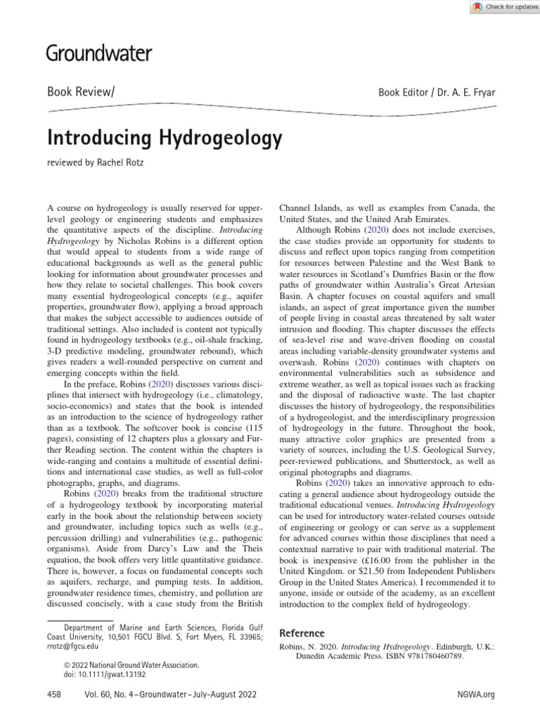 Groundwater - 2022 - Rotz - Introducing Hydrogeology | PDF | Hydrogeology | Groundwater