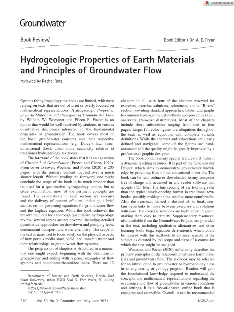 Groundwater - 2021 - Rotz - Hydrogeologic Properties of Earth Materials ...