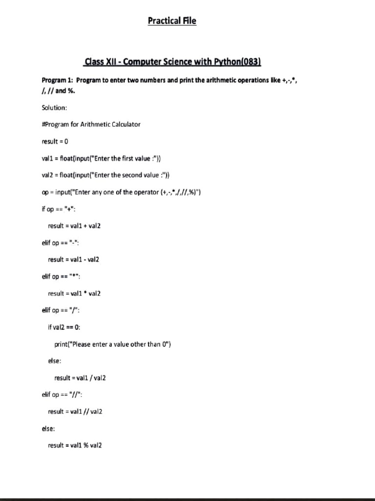 Python Programs for Basic Operations | PDF | Python (Programming Language) | Software