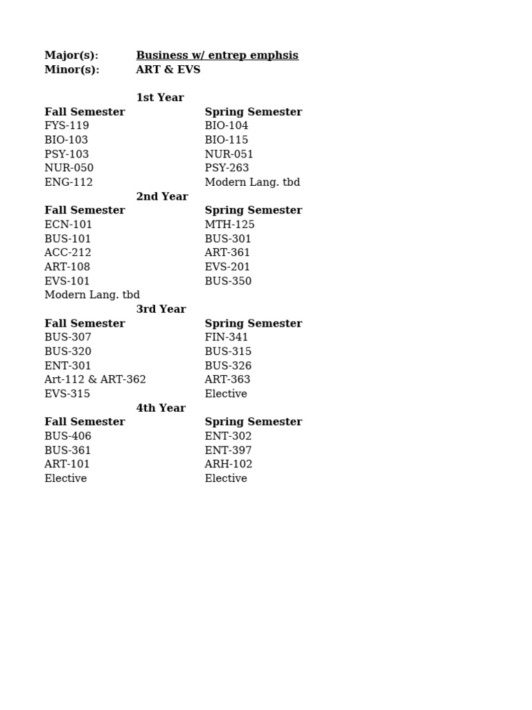 4 Year Plan | PDF