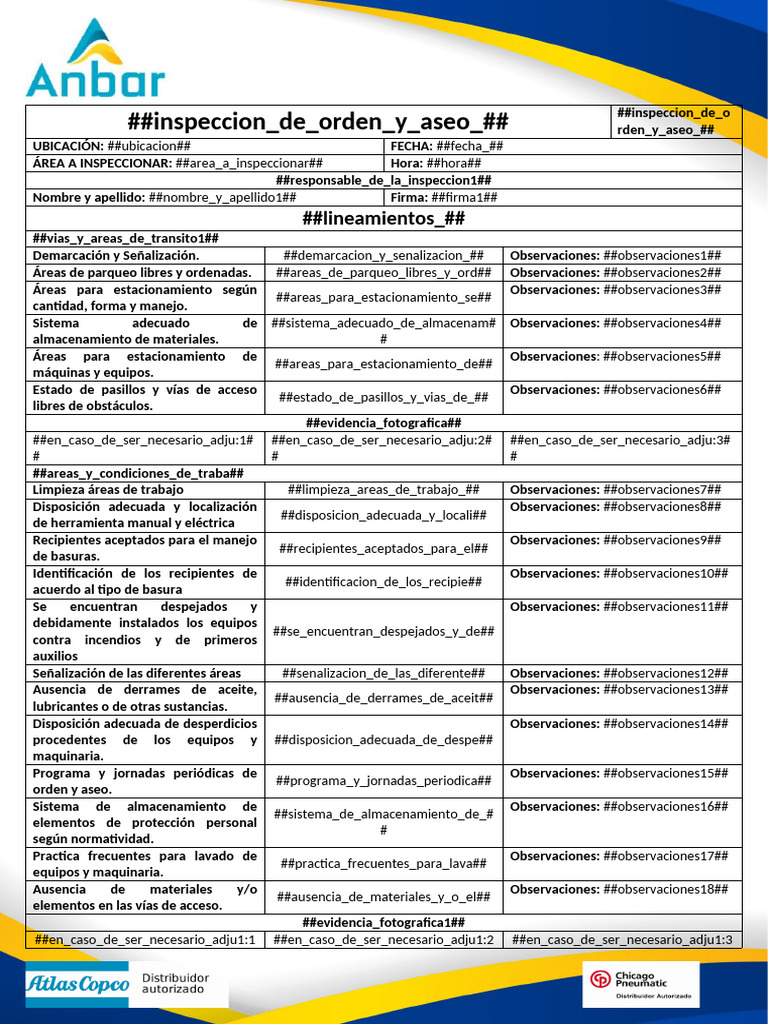 formato INSPECCION DE ORDEN Y ASEO | PDF | Higiene