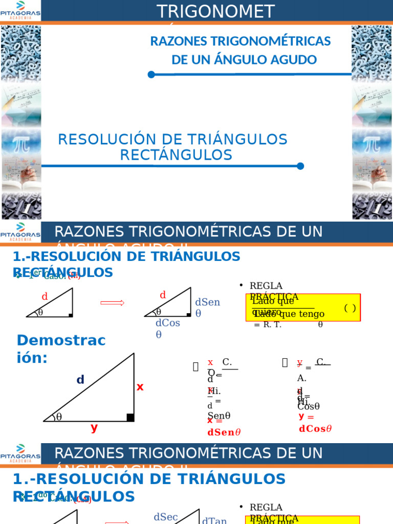 Resolucion de Triangulos Rectangulos | PDF | Trigonometría | Ángulo