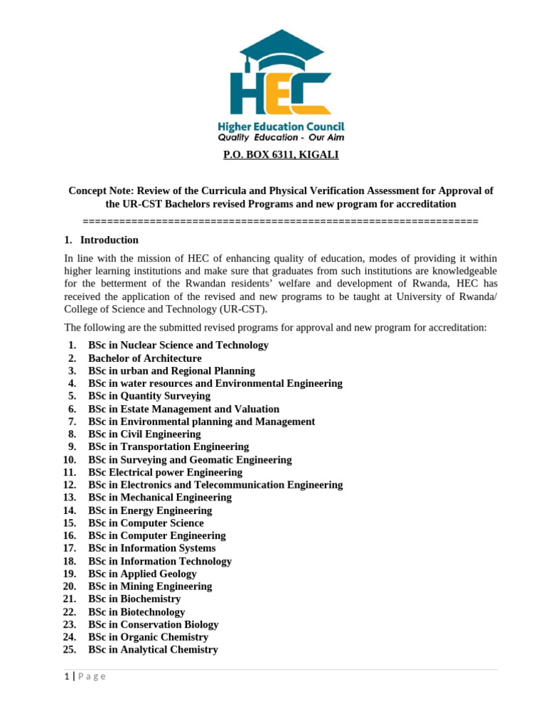 Concept Note For UR - CST Programs Evaluation | PDF | Engineering ...