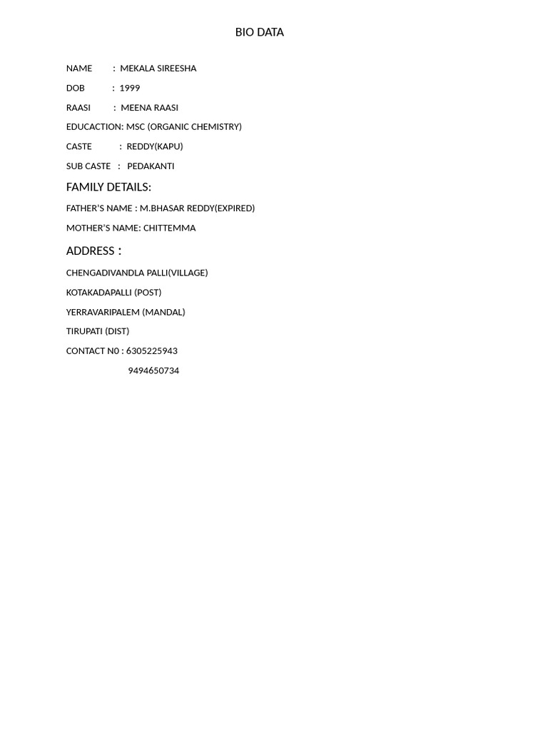 BIO DATA | PDF