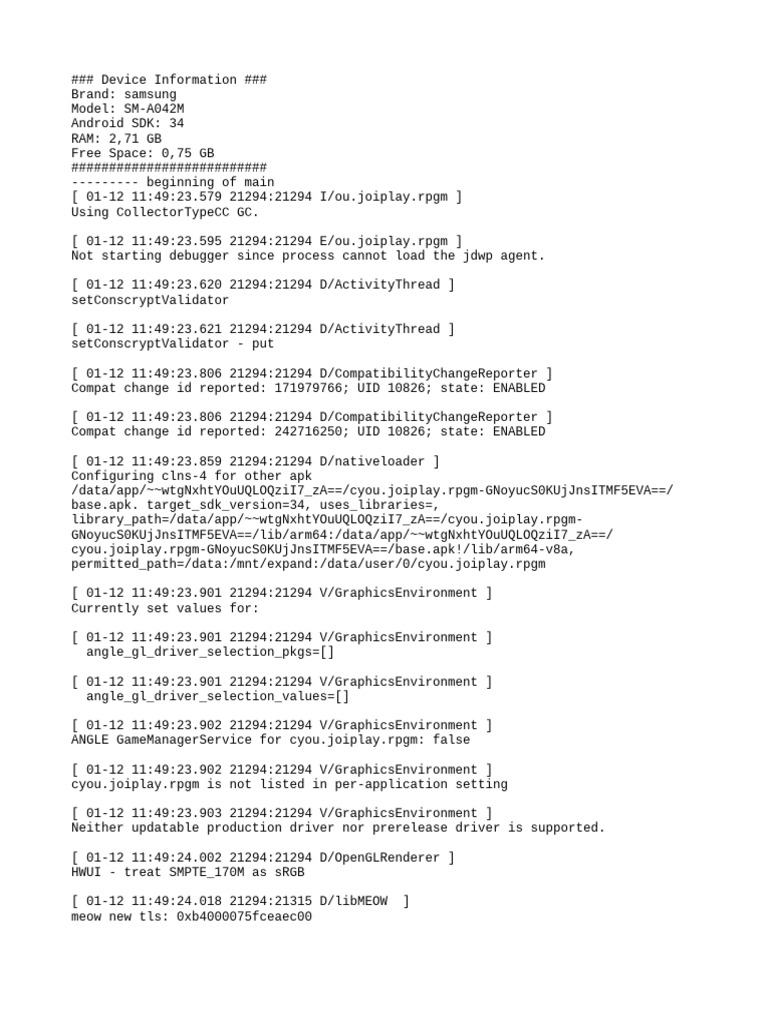 Log-2025_01_12_11_49 | PDF | Computing Platforms | Operating System ...