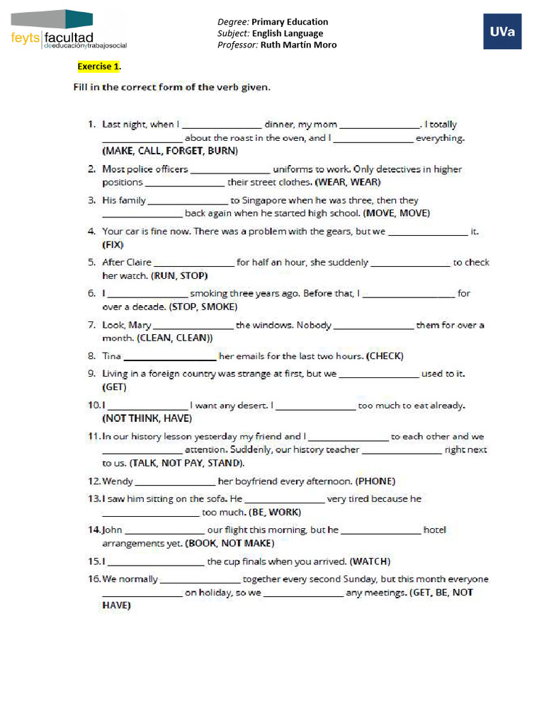 Tense Review Exercises | PDF