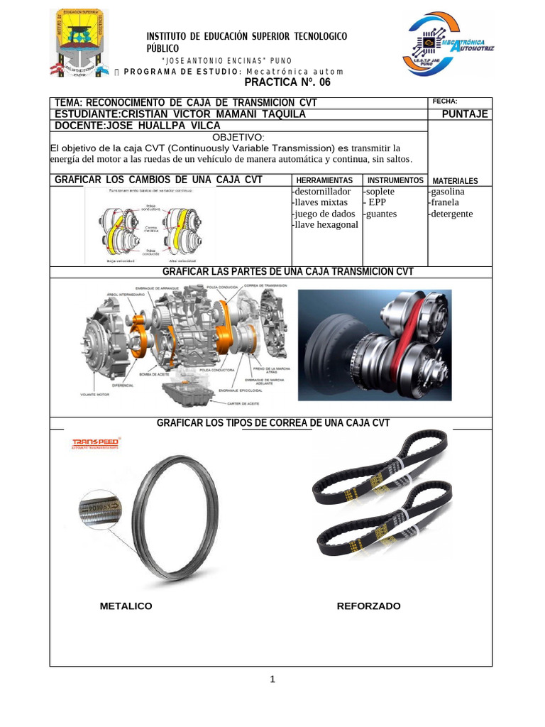 Hoja de Practica 6 | PDF | Transmisión automática | Bienes manufacturados