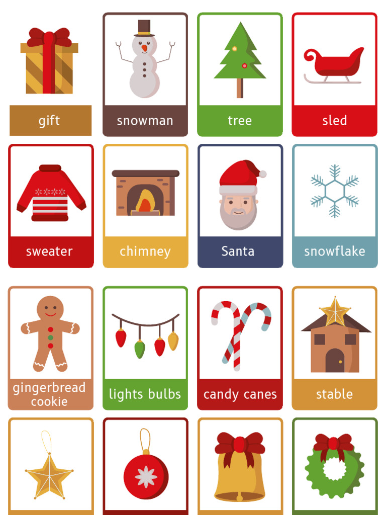 Colorful Fun Christmas Flashcards | PDF
