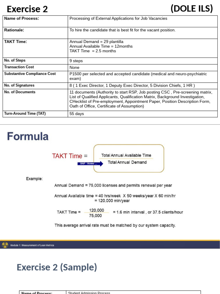 Exercise 2 - TAKT Time - DOLE | PDF