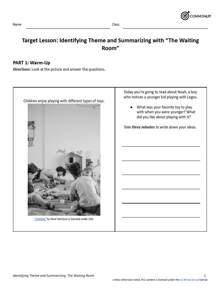 The Waiting Room Target Lesson STUDENT COPY | PDF | Creative Commons ...