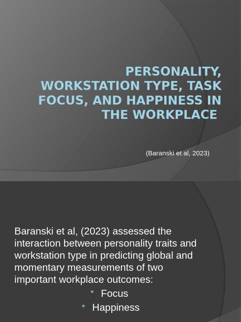 Personality, Workstation Type, Task Focus | PDF | Extraversion And ...