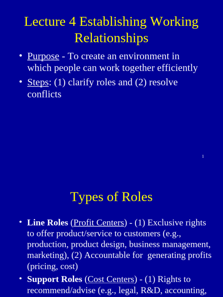 Lecture 4 Establishing Working Relationships | PDF | Business | Social ...