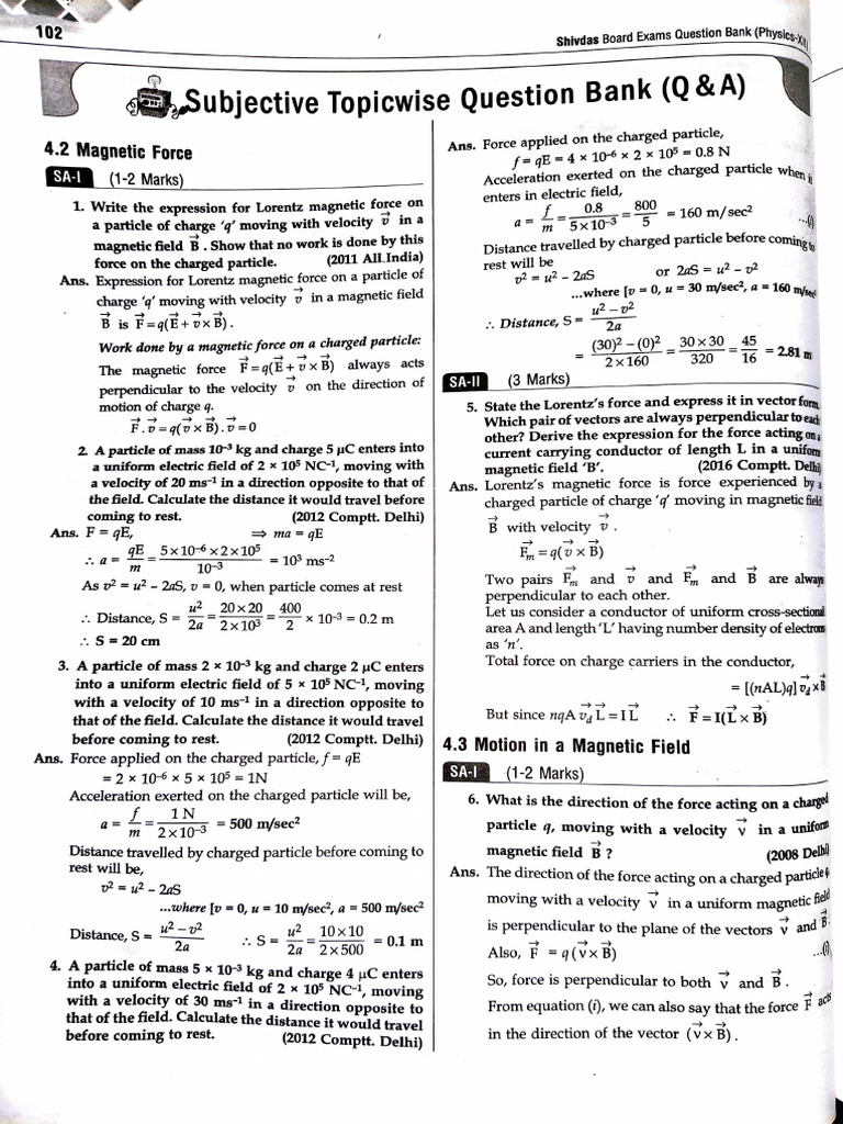 Magnetic Questions | PDF | Force | Magnetic Field