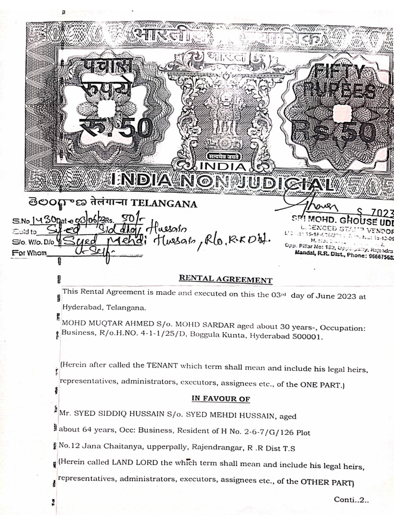 Rent Agreement Sample Along With LTA Train Ticket | PDF