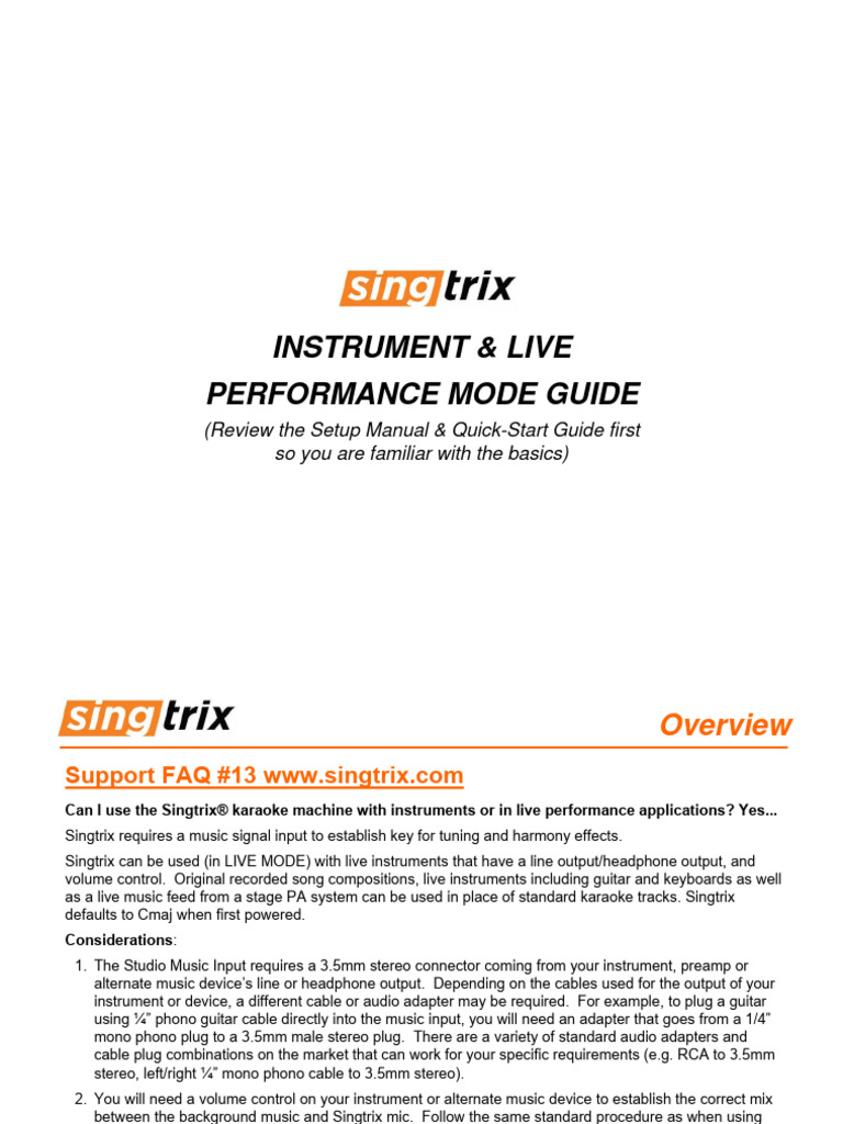 210420.00 Singtrix Live Instrument Mode | PDF | Microphone | Sound ...