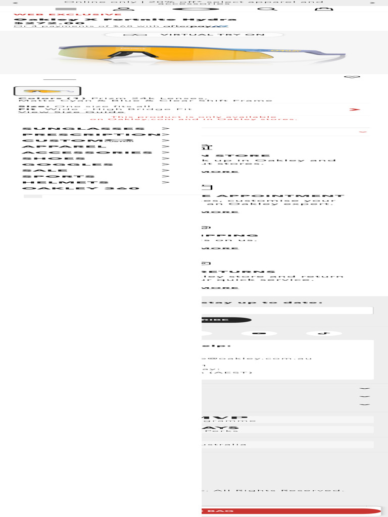 Oakley X Fortnite Hydra Prizm 24K Lenses, Matte Cyan & Blue & Clear Shift Frame Sunglasses ...