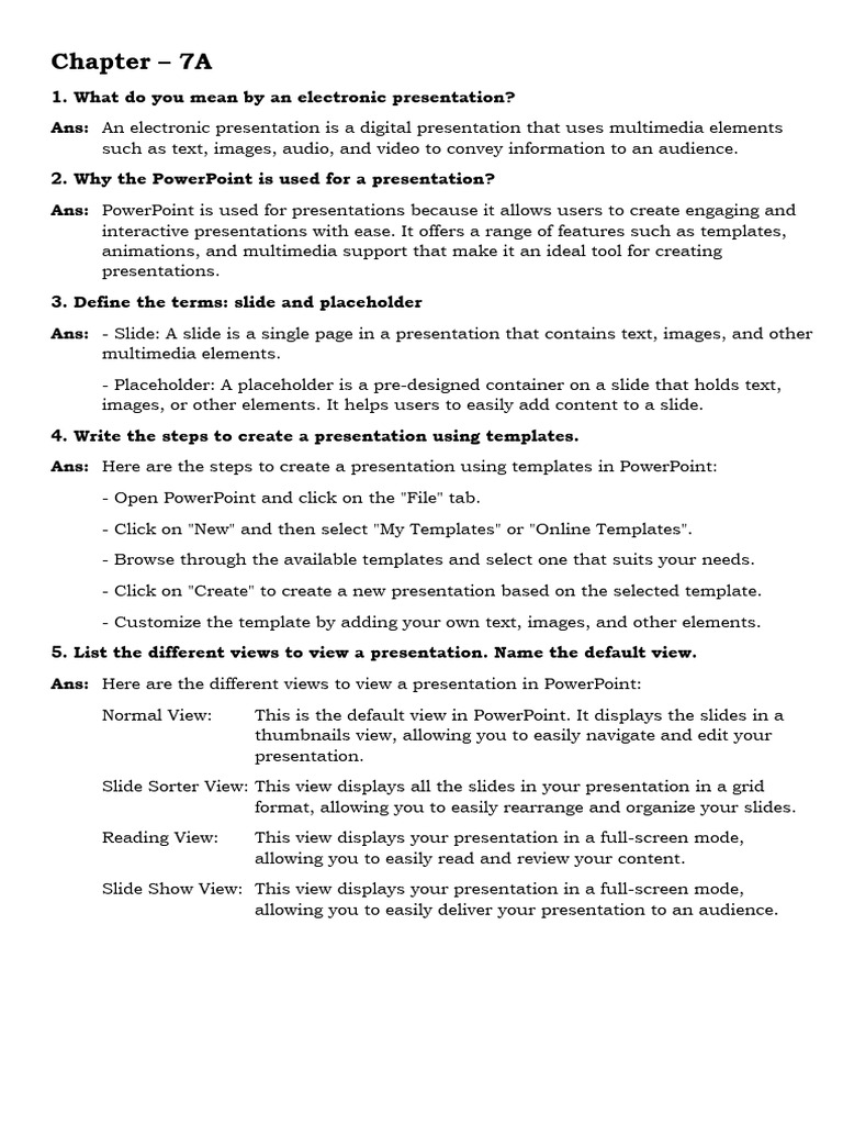 Class 9th Computer Chapter 7 Pdf Microsoft Power Point Multimedia