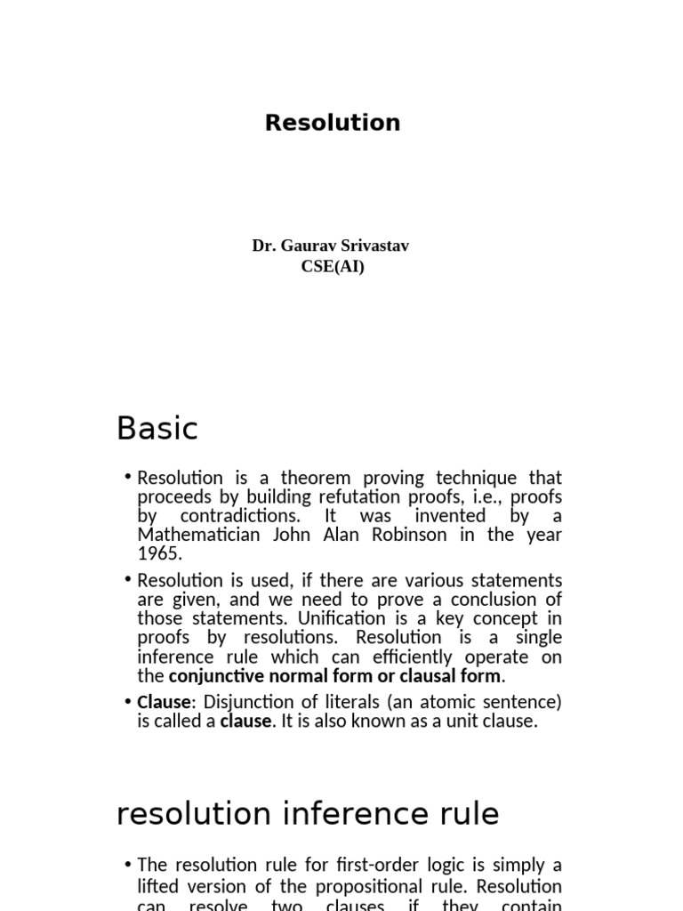 Understanding Resolution in AI Logic | PDF | Mathematical Logic | Logic