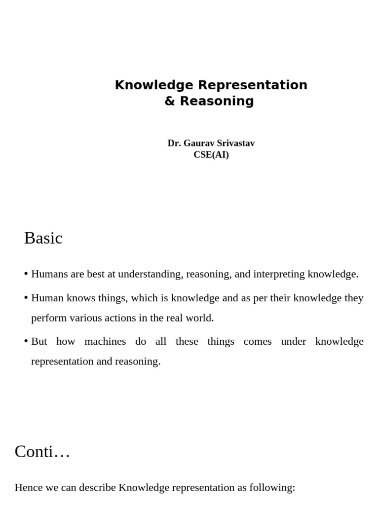 Unit 3 Topic 1 Knowledge Representation Reasoning | PDF | Deductive Reasoning | Knowledge ...