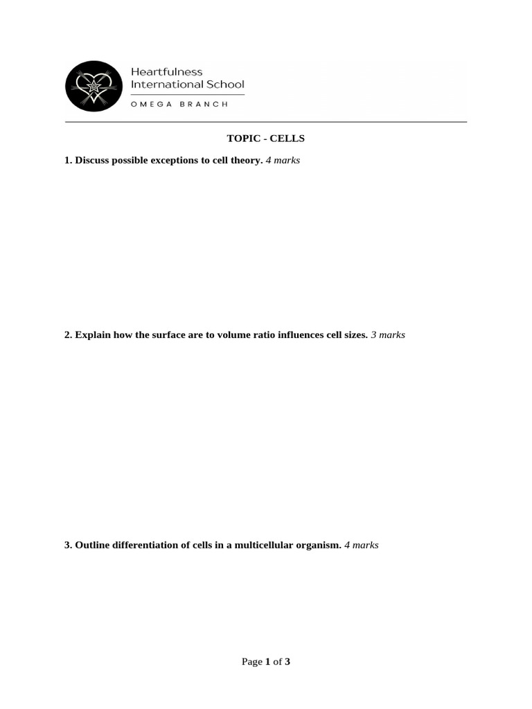 Revision Questions - Cell | PDF
