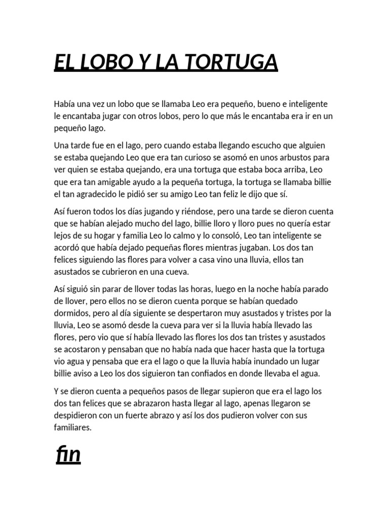 EL LOBO Y LA TORTUGA Mio | PDF