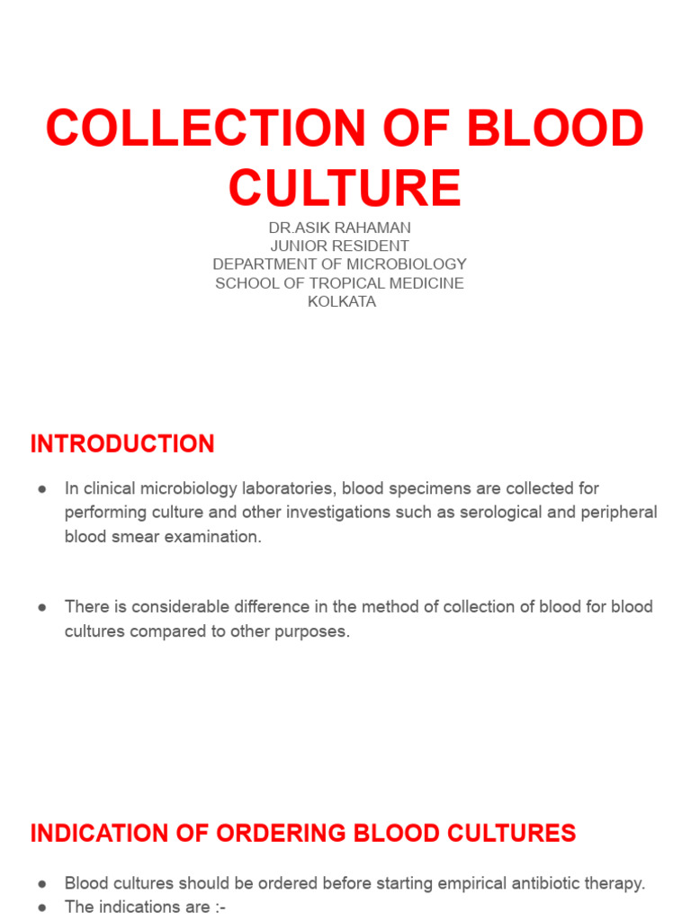 Collection of Blood Culture | PDF | Medicine | Clinical Medicine
