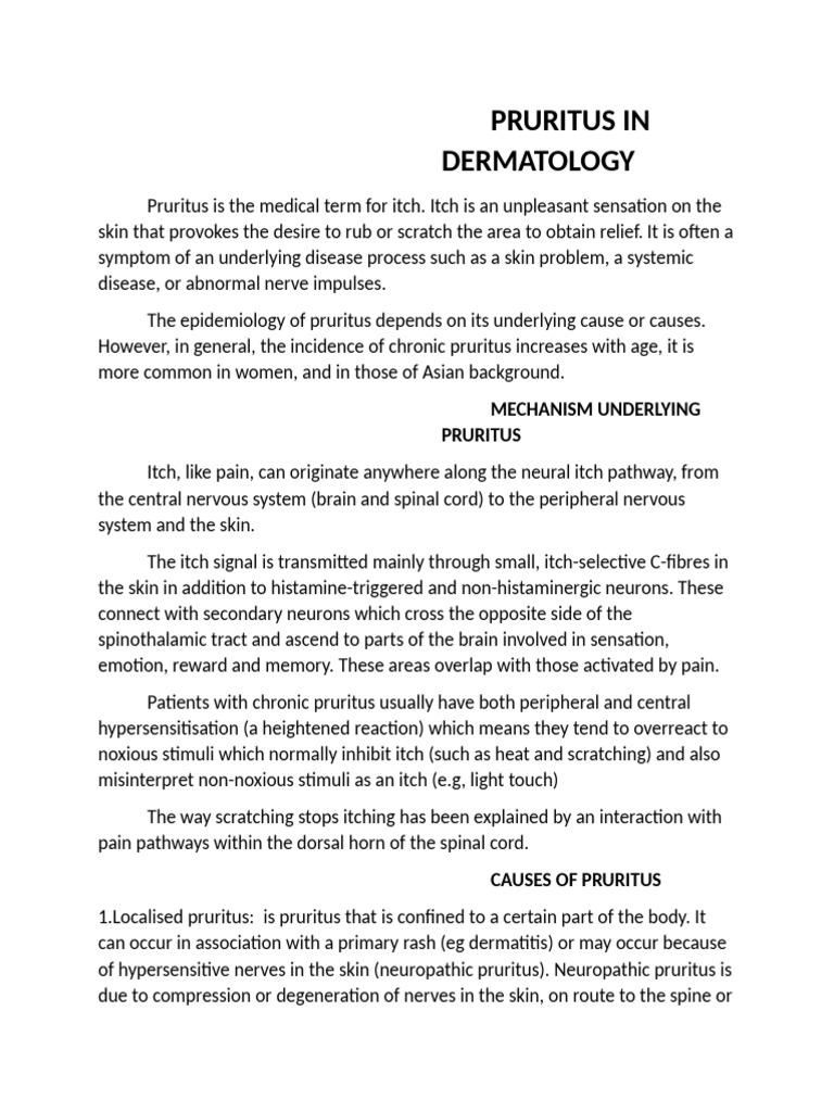Understanding Pruritus in Dermatology | PDF | Cutaneous Conditions ...