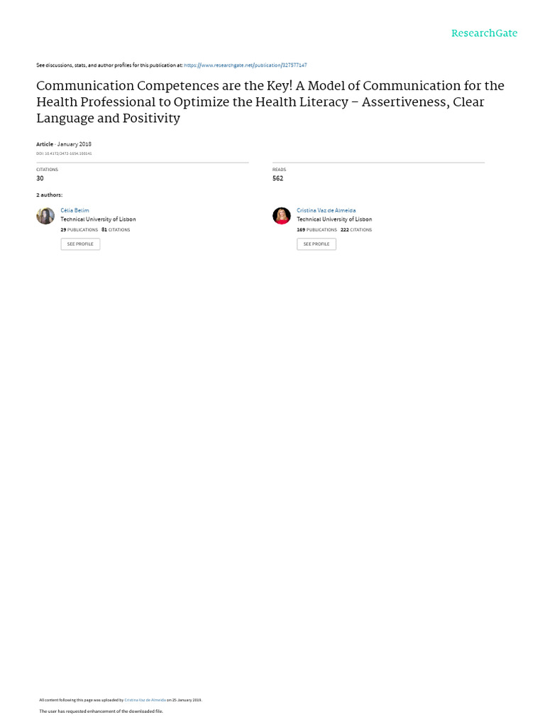 Health Communication Model: Assertiveness, Clarity, Positivity | PDF ...