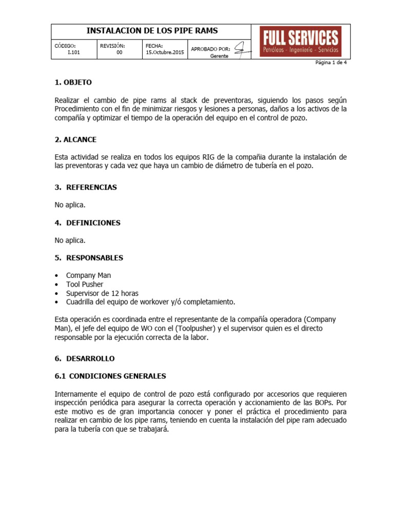 I.101 Instalacion de Los Pipe Rams | PDF