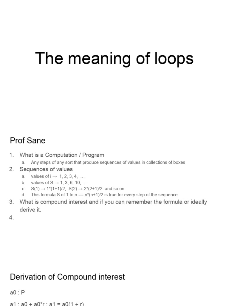 f22t3cs121-Lec4-The Meaning of Loops | PDF | Interest | Compound Interest