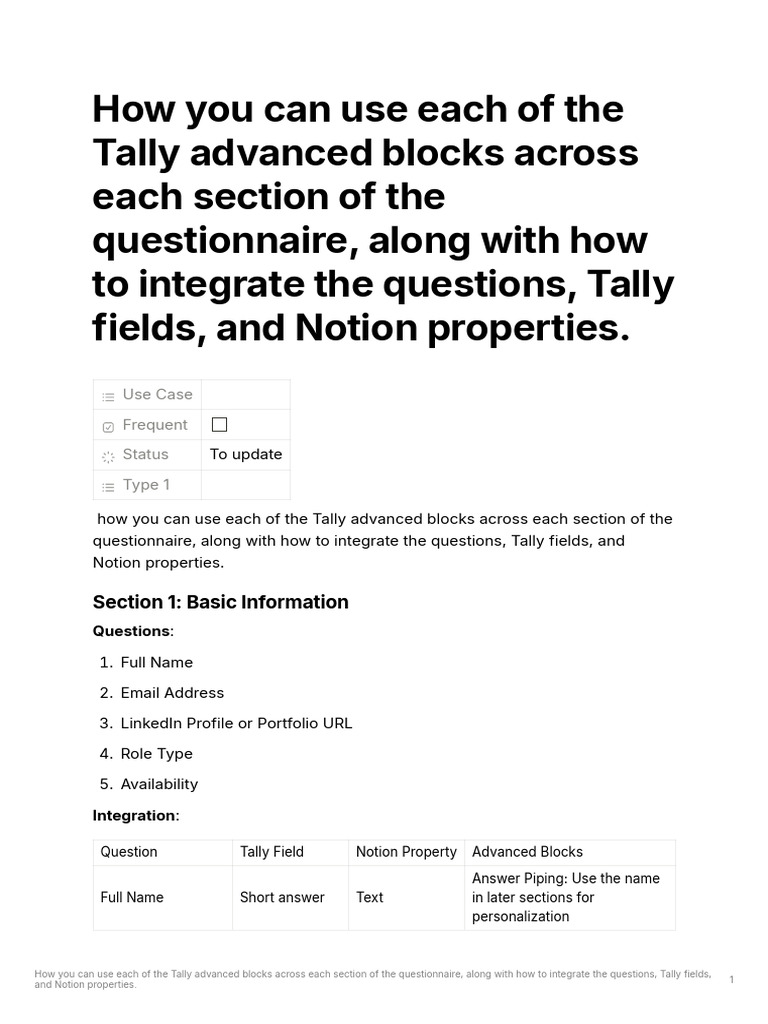 How You Can Use Each of The Tally Advanced Blocks Across Each Section ...