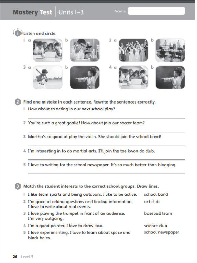 English Test Units 1,2,3 | PDF