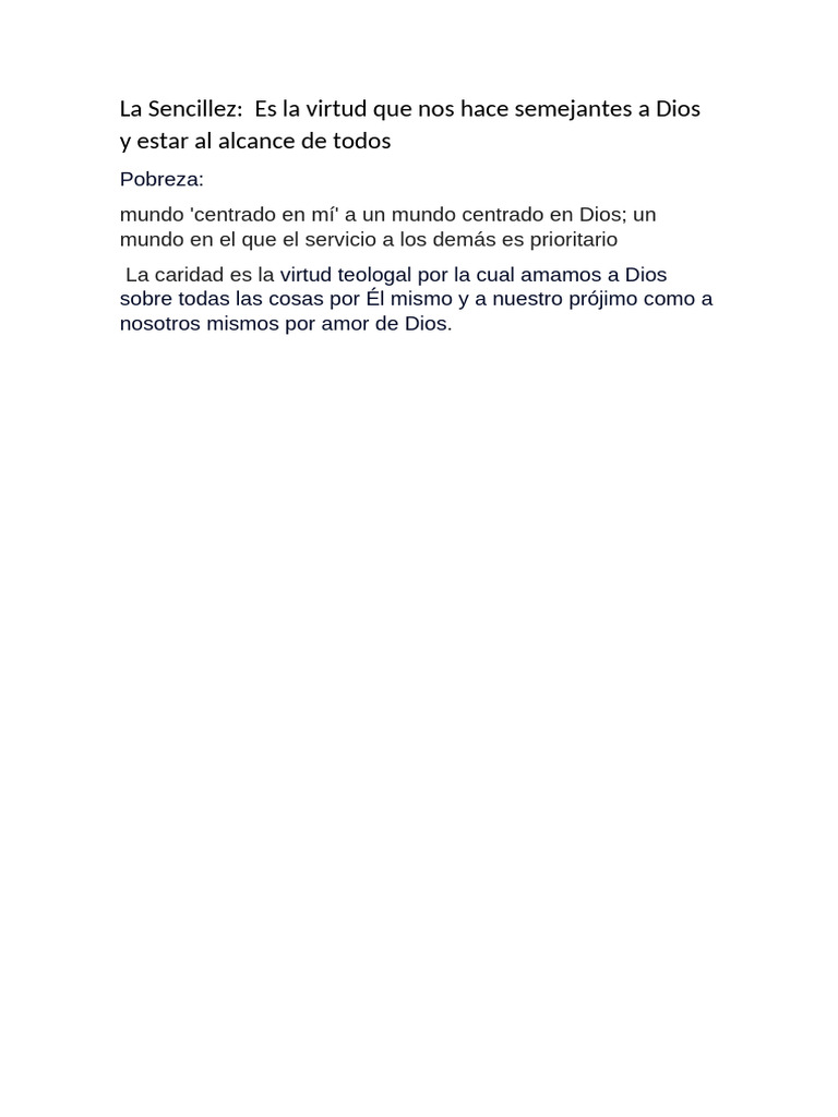 La Sencillez y la Caridad en Dios | PDF