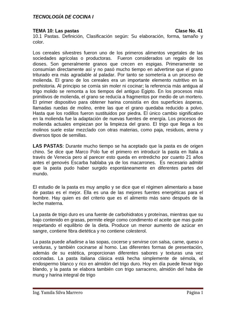 Cont - Tema 9 C-41 | PDF | Pasta | Trigo