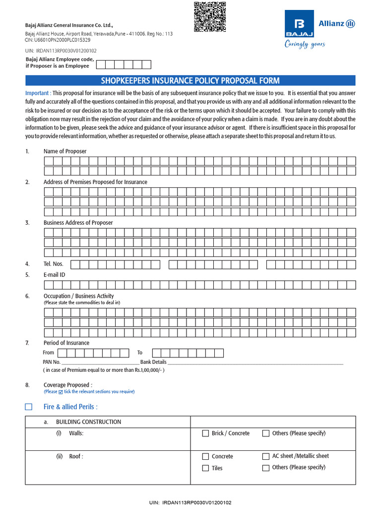 Shopkeepers Insurance Proposal | PDF | Insurance | Private Law