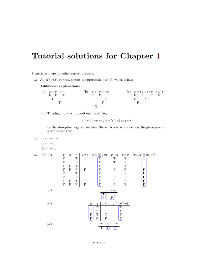 1 Proplog Tutsol | PDF | If And Only If | Mathematics