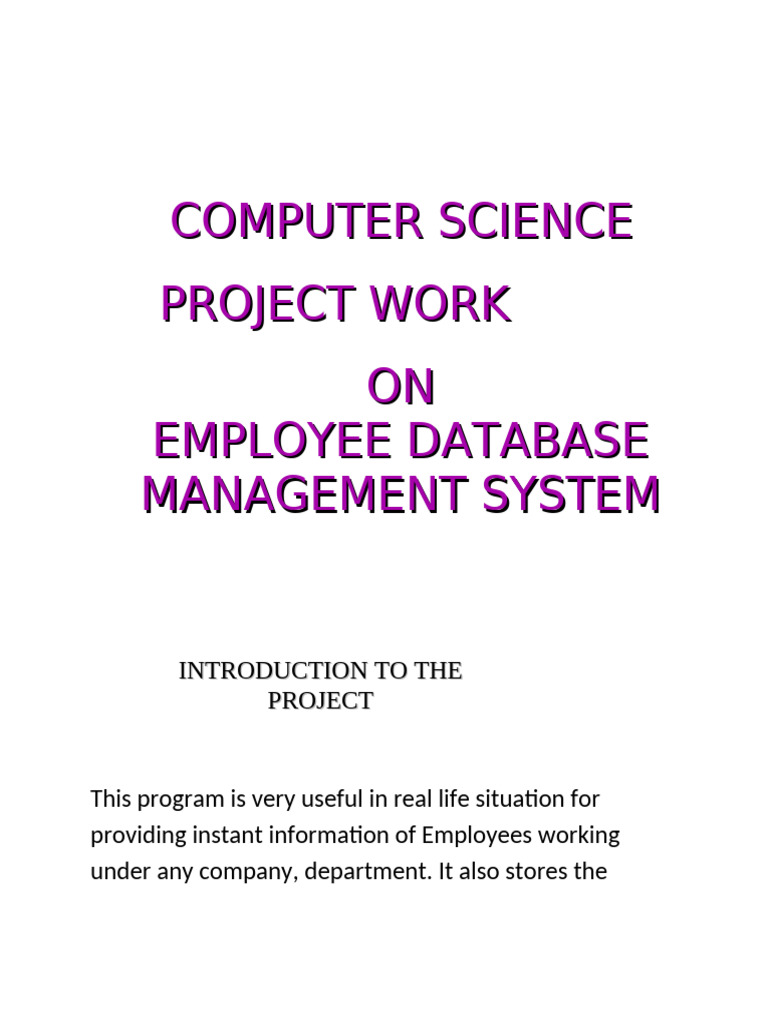 Computer Science Class 12th Projects Employee Database Management ...