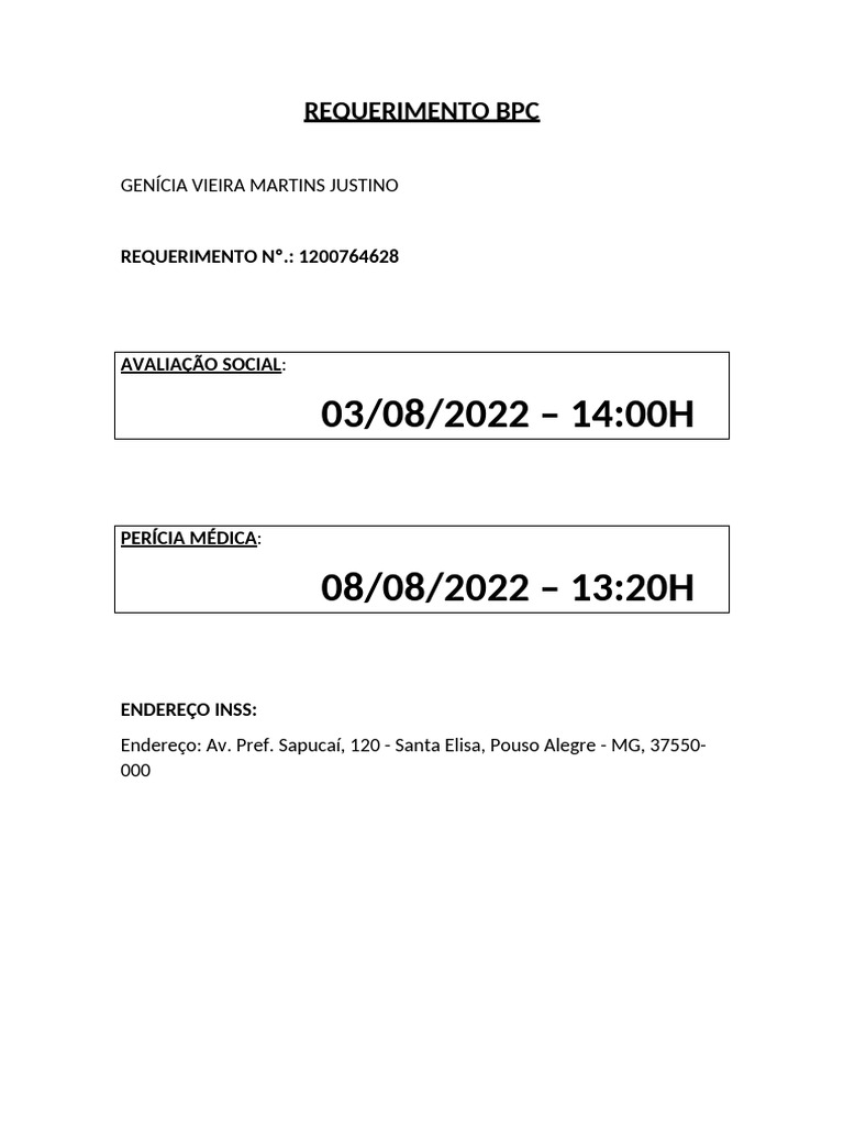 Requerimento Inss 135 | PDF