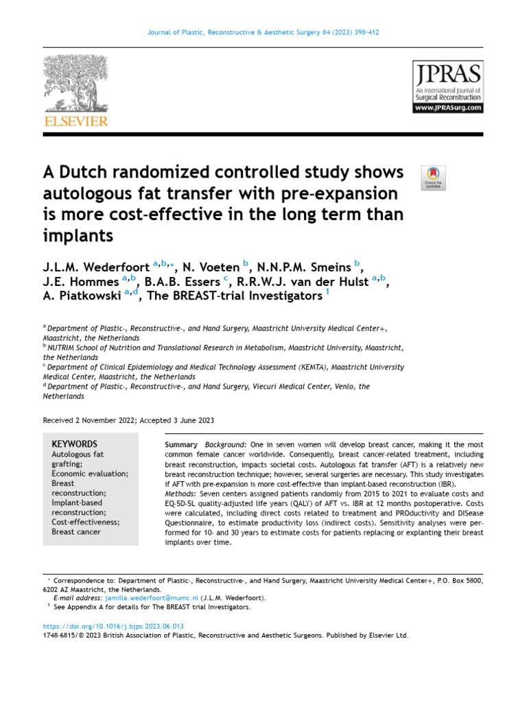 A Dutch Randomized Controlled Study Shows Autologo | PDF | Medicine ...