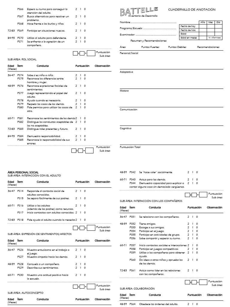 Battelle Completo | PDF | Adultos | Sicología