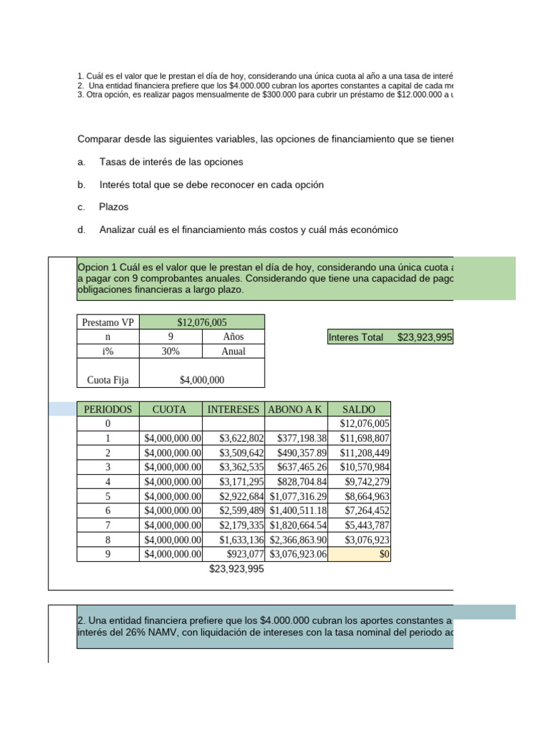 Ejercicios- Sistemas de Amortización | PDF | Interés