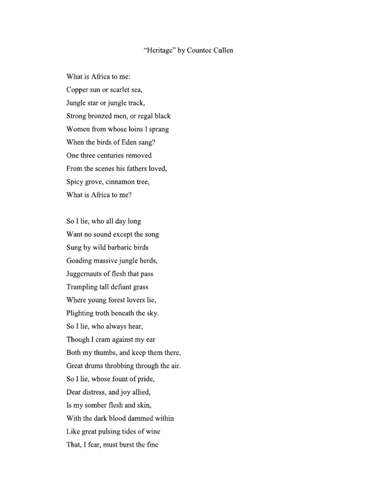 "Heritage" by Countee Cullen | PDF