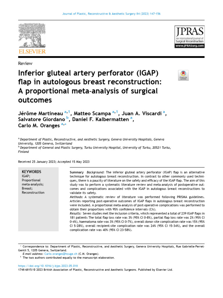 Inferior Gluteal Artery Perforator (IGAP) Flap in | PDF | Cosmetic Surgery | Surgical Specialties