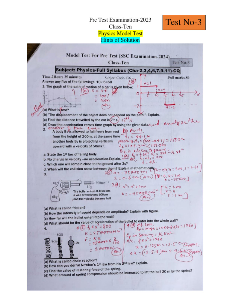 Solution of X Phy Test 3 | PDF