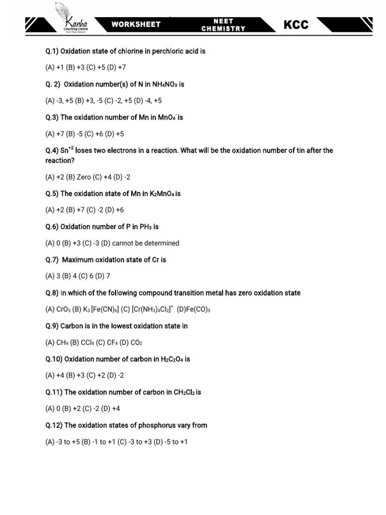 Redox Reaction Test | PDF